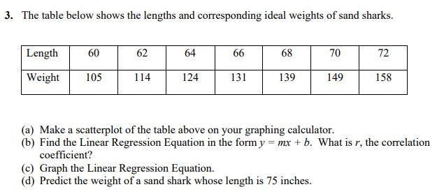 Solved 3. The table below shows the lengths and | Chegg.com