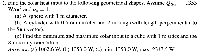 Solved 3. Find the solar heat input to the following | Chegg.com