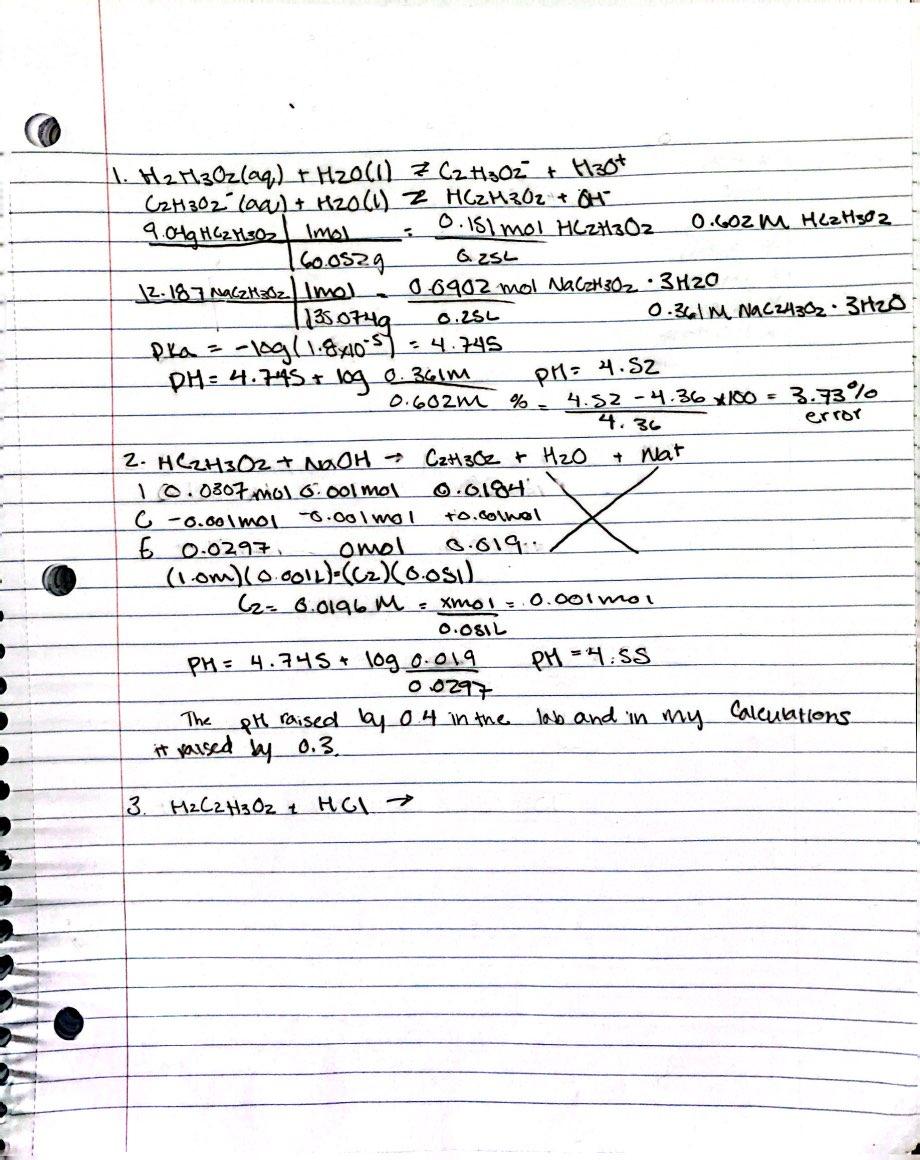 Part I: Buffer Solution In a 250 mL volumetric flask, | Chegg.com
