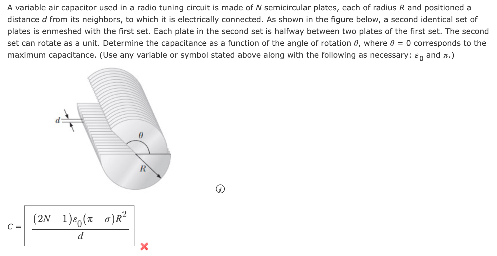 Solved A Variable Air Capacitor Used In A Radio Tuning