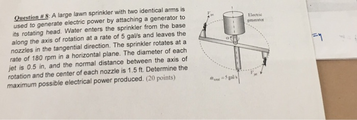 Solved Question # 8: A large lawn sprinkler with two | Chegg.com