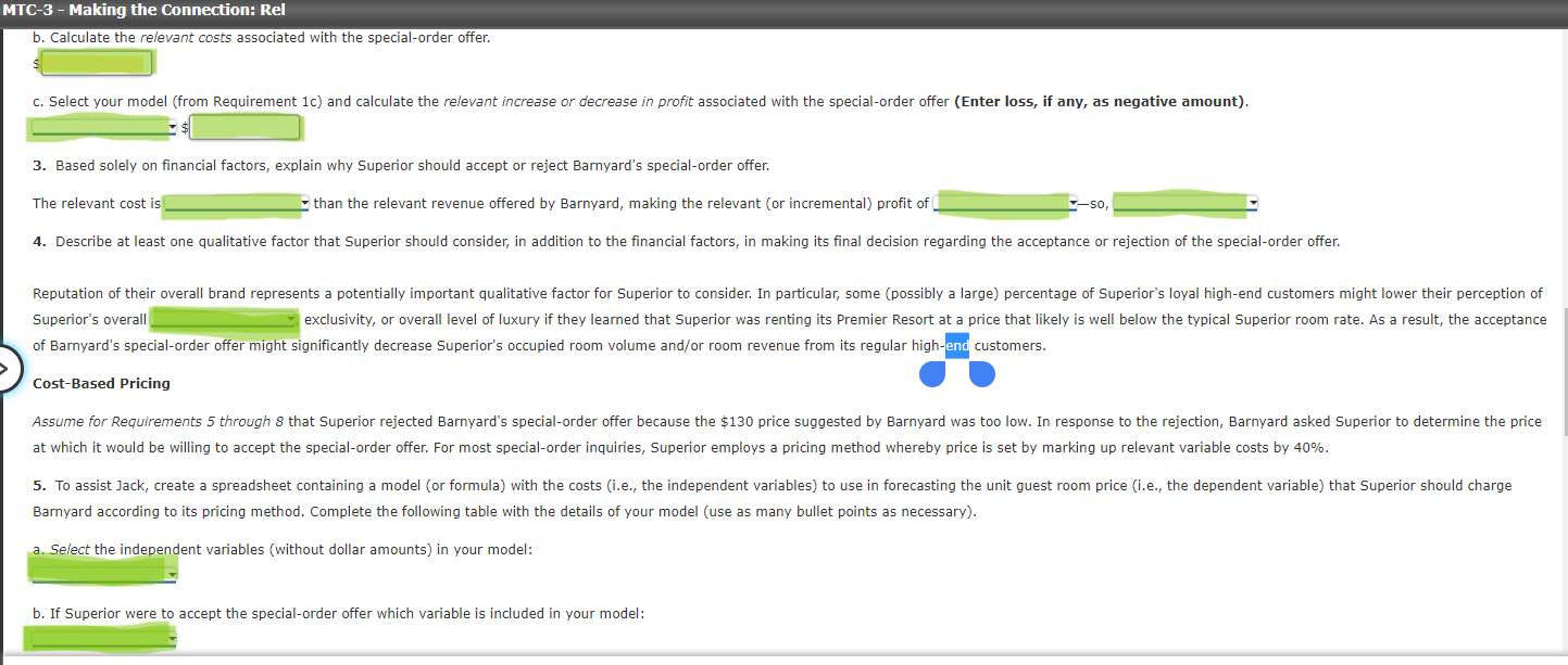 Relevant Analysis, Cost-Based Pricing, Cost Behavior, | Chegg.com