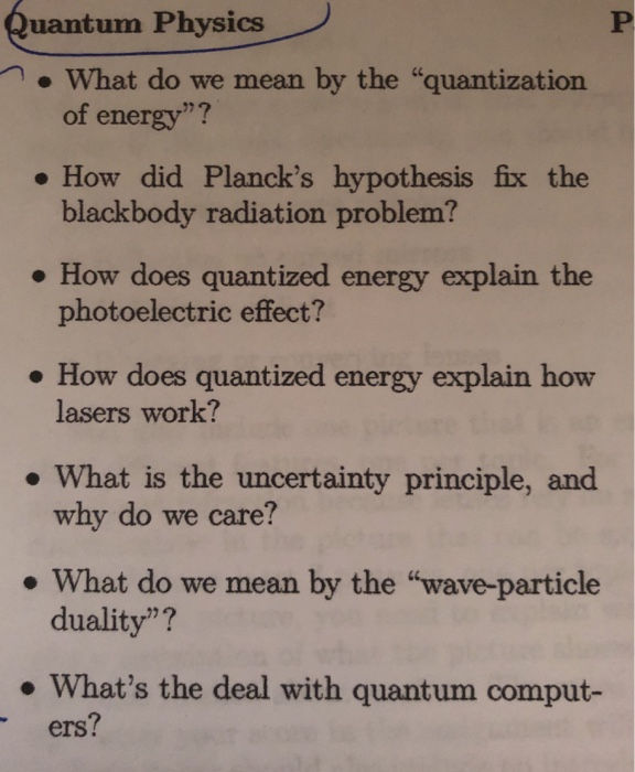Solved uantum Physics What do we mean by the "quantization | Chegg.com