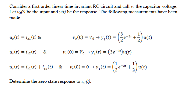 Solved Consider a first order linear time invariant RC | Chegg.com