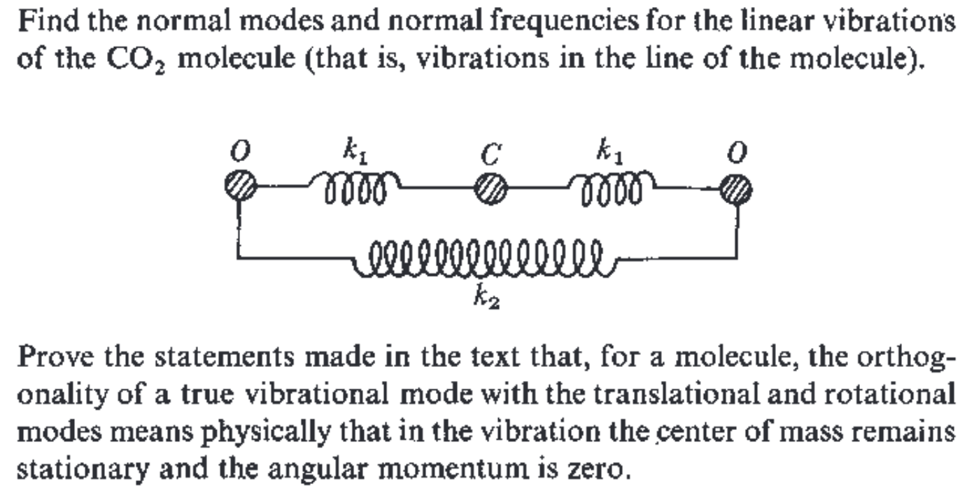 Solved Find the normal modes and normal frequencies for the | Chegg.com