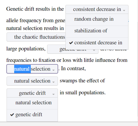 Solved Genetic drift results in the _____ allele frequency | Chegg.com