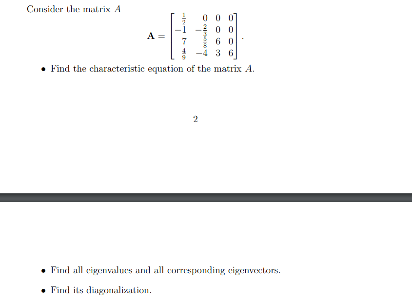 Solved Consider the matrix \\( A \\) \\[ | Chegg.com