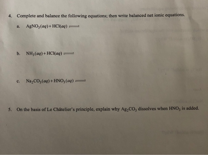 Solved 4. Complete and balance the following equations; then | Chegg.com