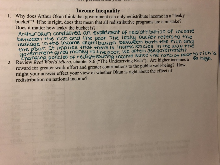 Solved Income Inequality Why does Arthur Okun think that | Chegg.com