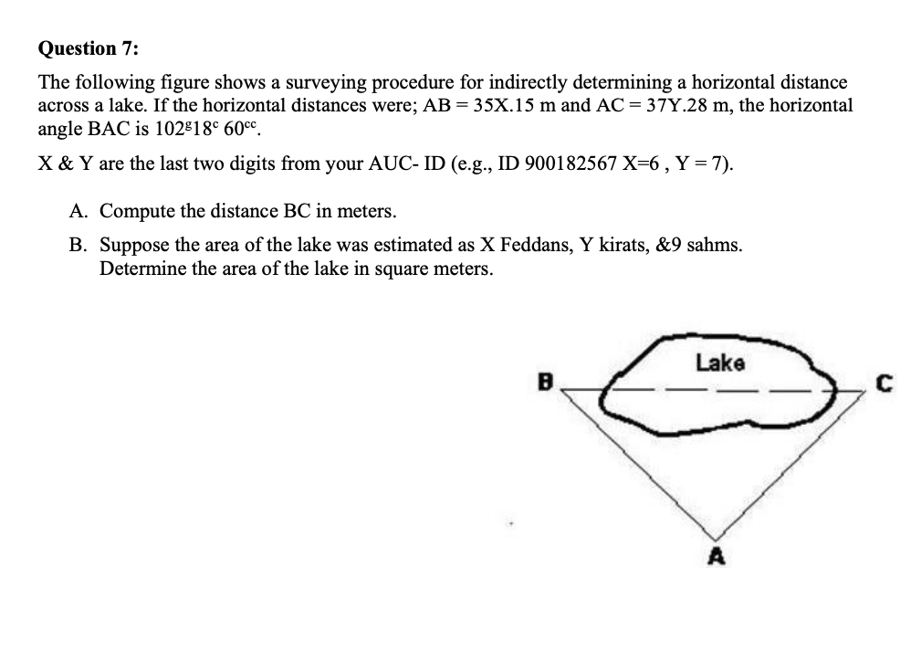 Solved Question 7: The following figure shows a surveying | Chegg.com