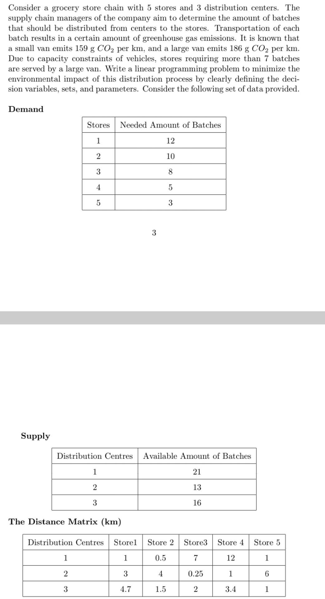 Solved Consider a grocery store chain with 5 ﻿stores and 3 | Chegg.com