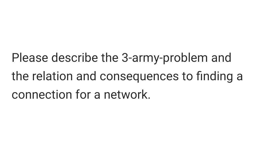 Solved Please describe the 3-army-problem and the relation | Chegg.com