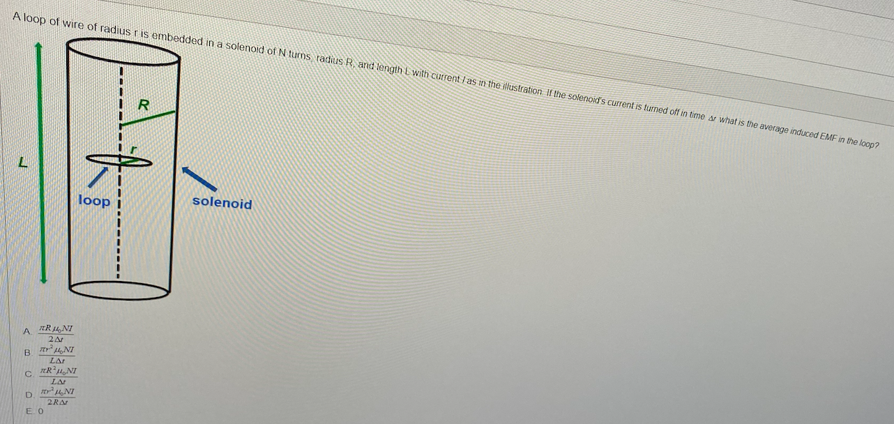 Solved A loop of wire of radius r is embedded in a solenoid | Chegg.com