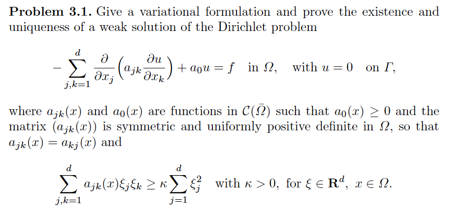 Problem 3.1. Give a variational formulation and prove | Chegg.com