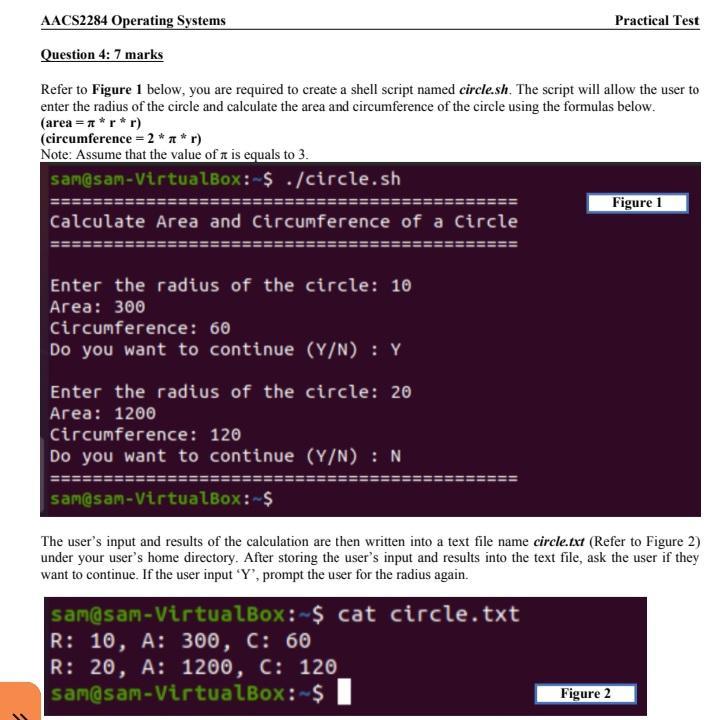 Solved AACS2284 Operating Systems Practical Test Question 4: | Chegg.com