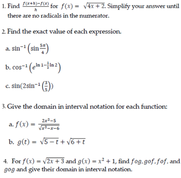 Solved 1. Find hf(x+h)−f(x) for f(x)=4x+2. Simplify your | Chegg.com