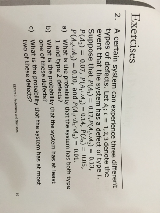 Solved Exercises 2. A certain system can experience three | Chegg.com