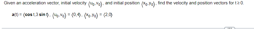 Solved Given an acceleration vector, initial velocity | Chegg.com