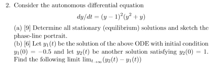 Solved 2. Consider the autonomous differential equation | Chegg.com