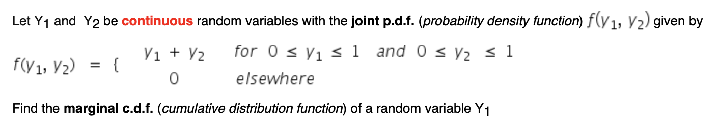 Solved Let Y1 and Y2 be continuous random variables with the | Chegg.com