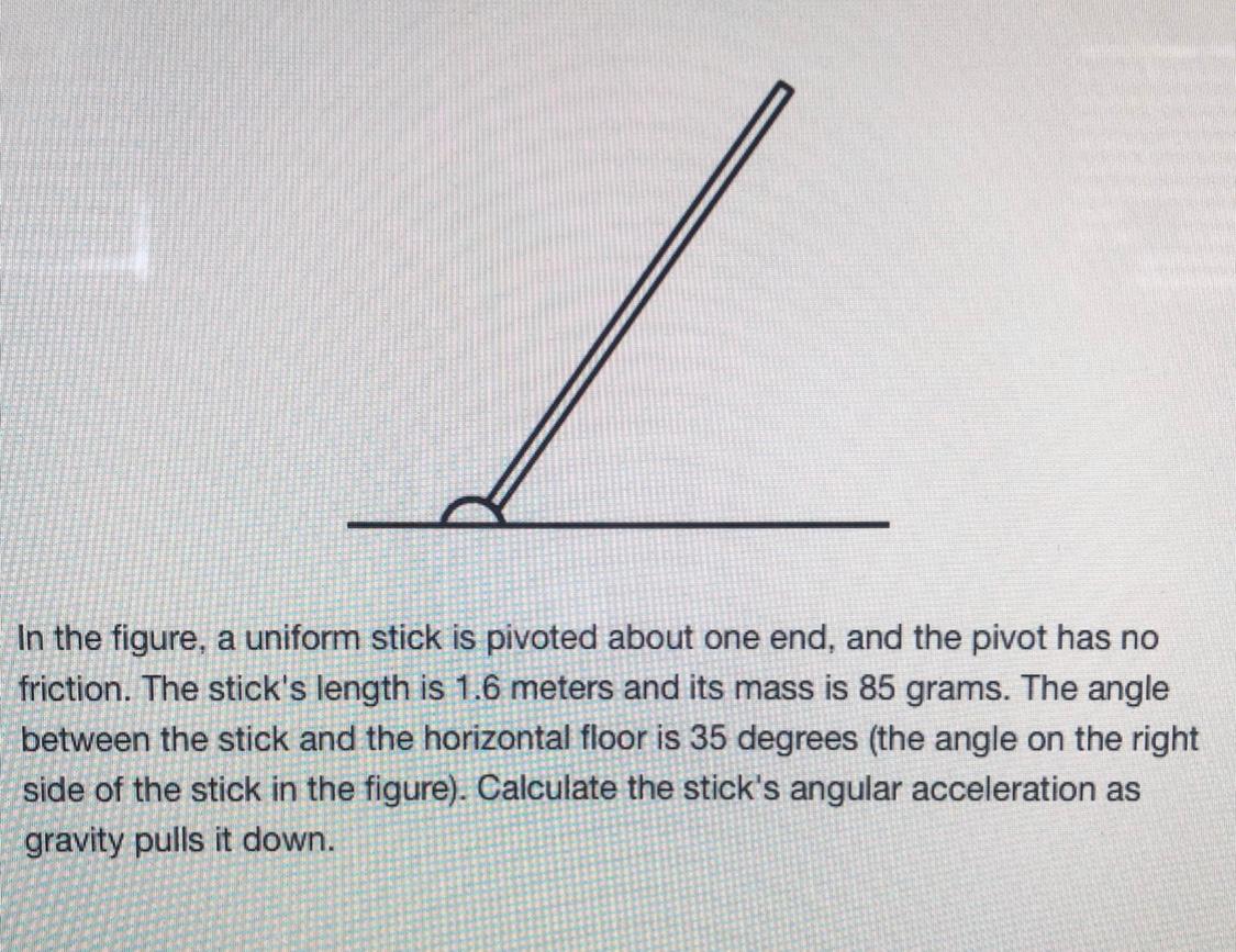 Solved In the figure, a uniform stick is pivoted about one | Chegg.com