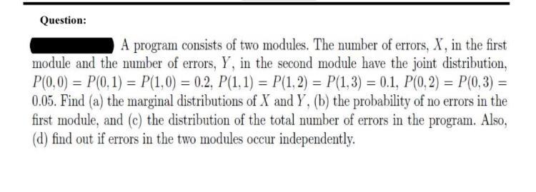 Solved Question: A program consists of two modules. The | Chegg.com