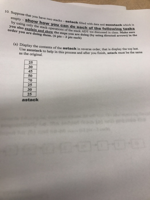 Solved Suppose That You Have Two Stacks Astack Filled With 