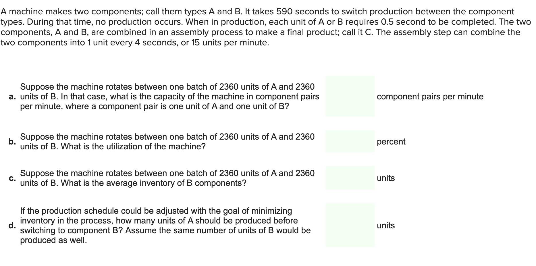 Solved A machine makes two components; call them types A and | Chegg.com
