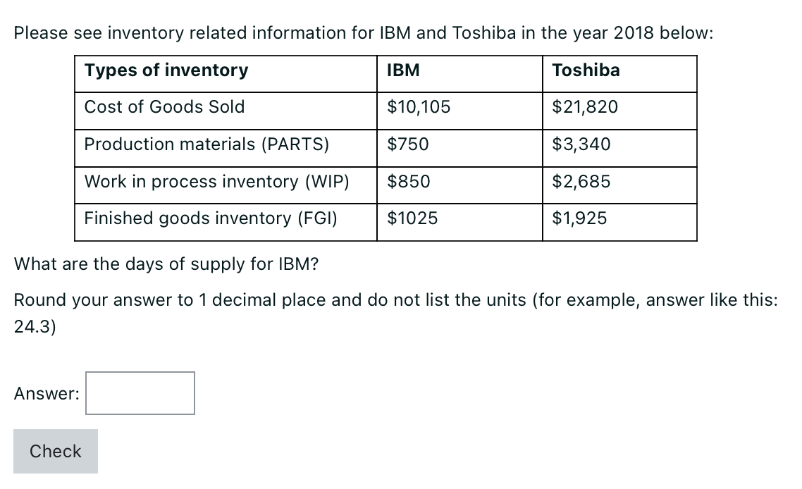 Solved Please see inventory related information for IBM and | Chegg.com