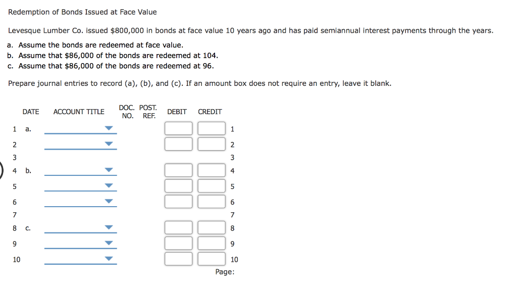 Solved Redemption of Bonds Issued at Face Value Levesque | Chegg.com