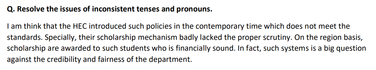 Solved Q. Resolve the issues of inconsistent tenses and | Chegg.com
