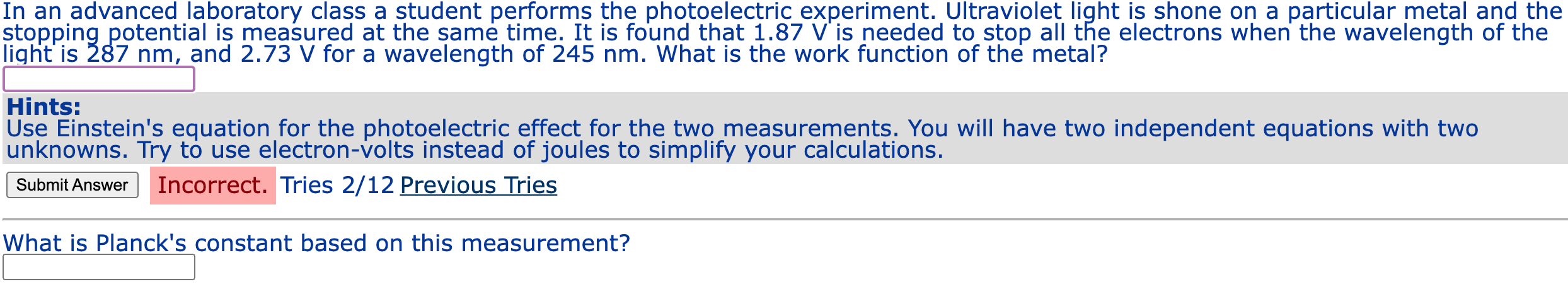 Solved In an advanced laboratory class a student performs | Chegg.com