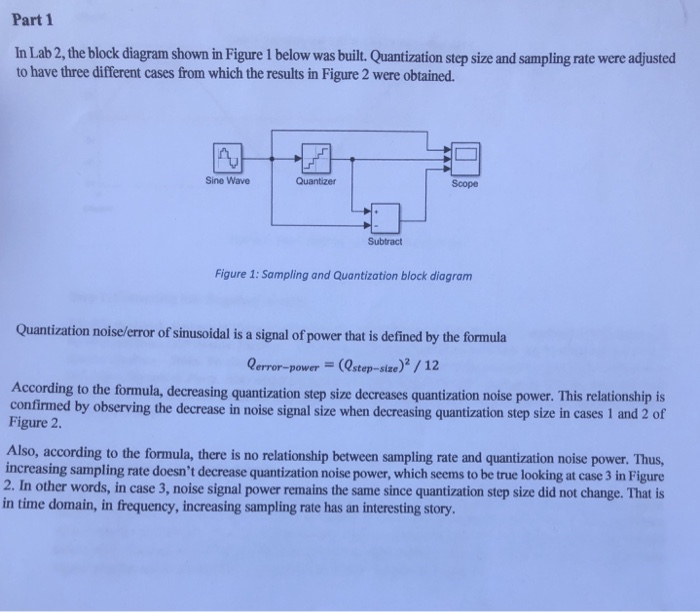 Part 1 In Lab 2, the block diagram shown in Figure 1 | Chegg.com