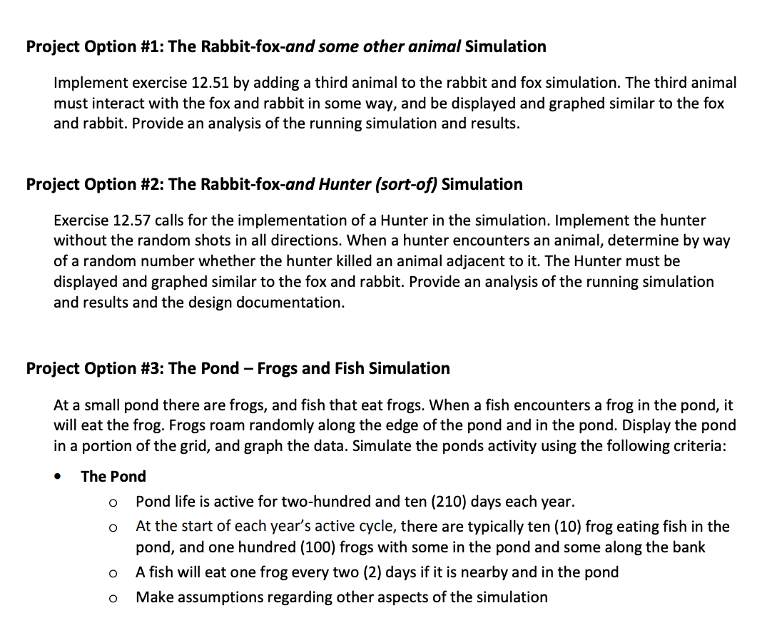 i want the program in bluej. Project option 1 and | Chegg.com