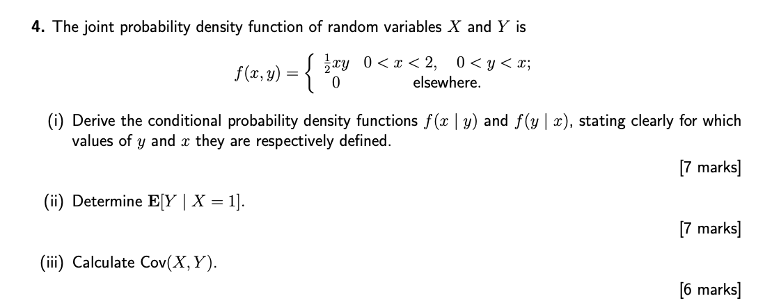 Solved 4. The joint probability density function of random | Chegg.com