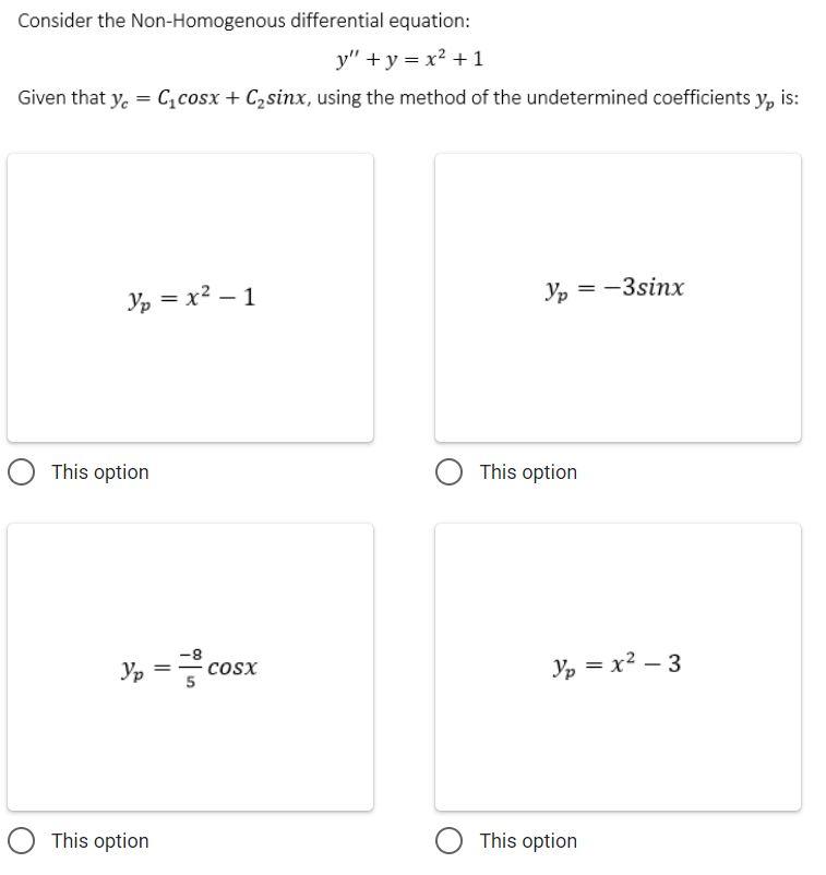 Solved Consider the Non-Homogenous differential equation: y" | Chegg.com