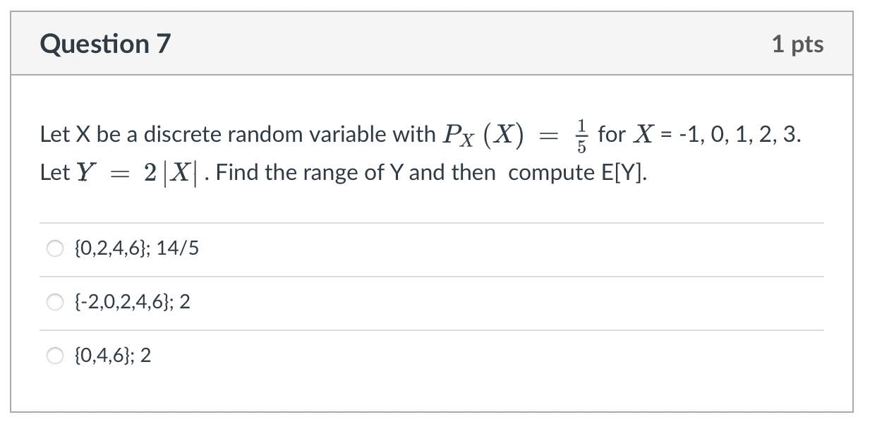 Solved Let X be a discrete random variable with PX(X)=51 for | Chegg.com