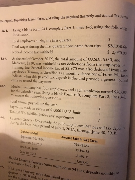 Solved the Payroll Depositing Payroll Taxes, and Filing the | Chegg.com