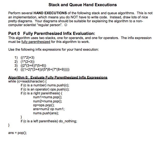 Solved Stack and Queue Hand Executions Perform several HAND | Chegg.com