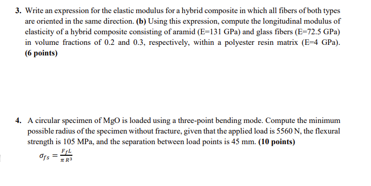 Solved 3. Write an expression for the elastic modulus for a | Chegg.com