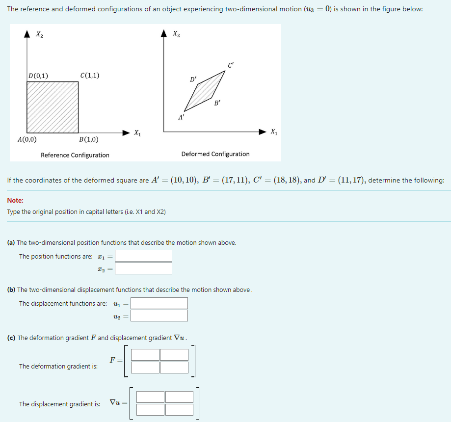 Solved The reference and deformed configurations of an | Chegg.com