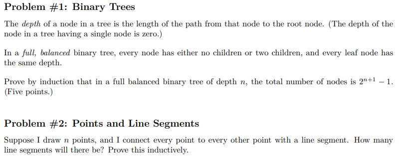 Solved Problem \#1: Binary Trees The depth of a node in a | Chegg.com