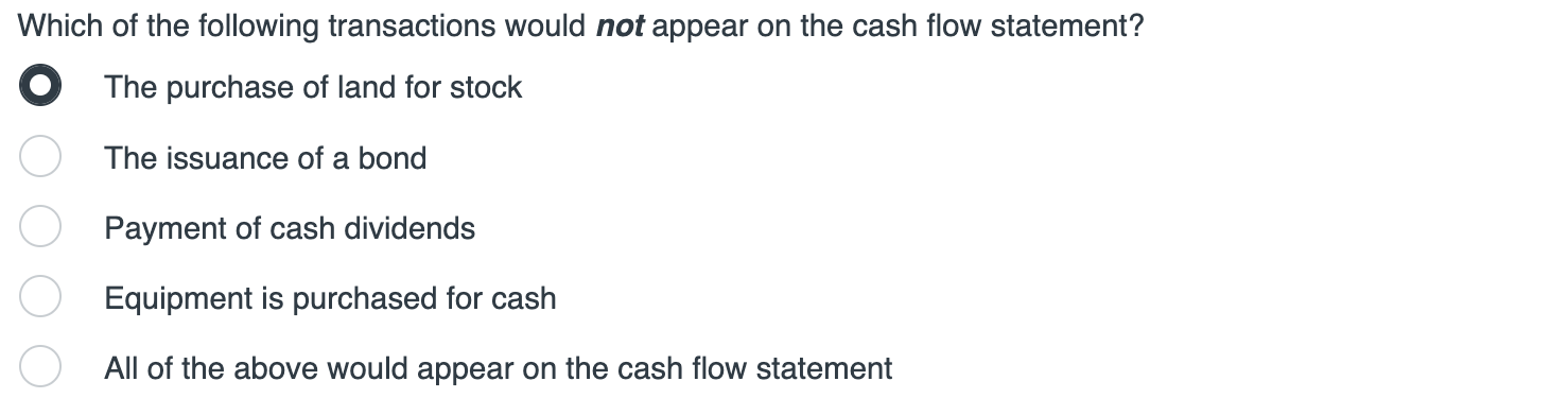Solved Which of the following transactions would not appear | Chegg.com