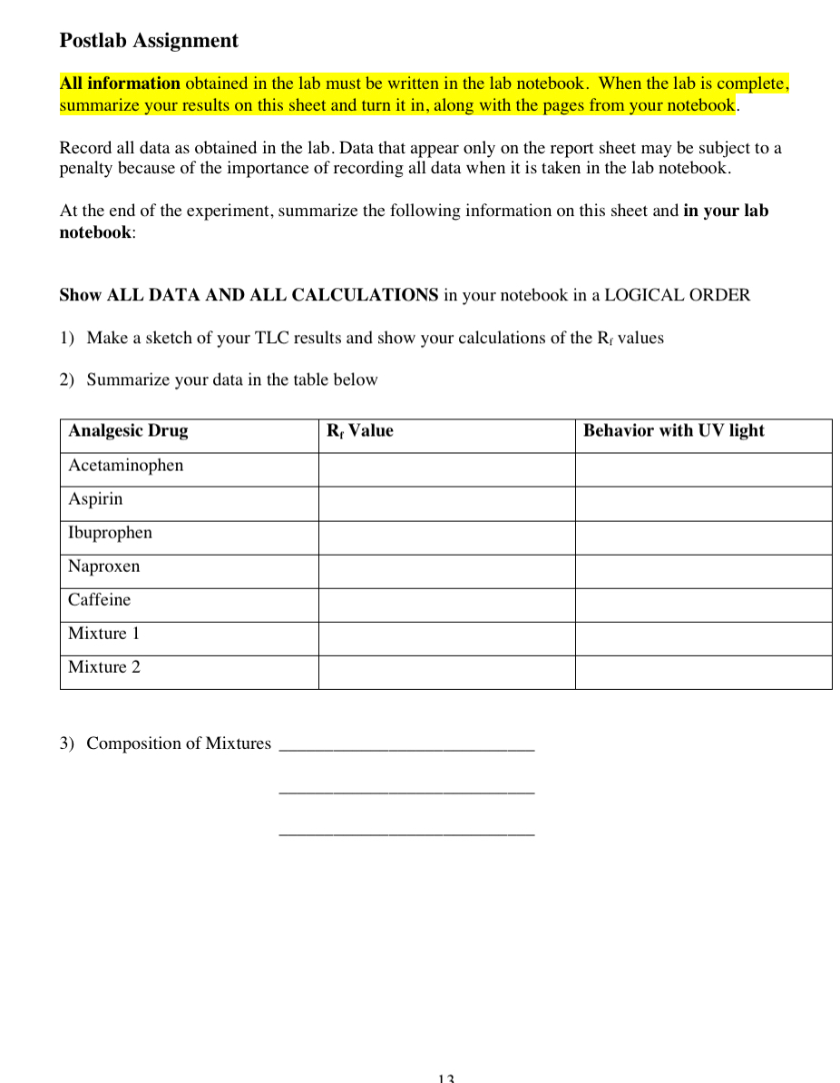 Solved POSTLAB QUESTIONS Answer the following questions. | Chegg.com