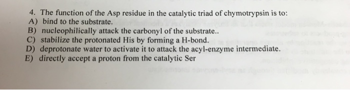 Solved The function of the Asp residue in the catalytic | Chegg.com