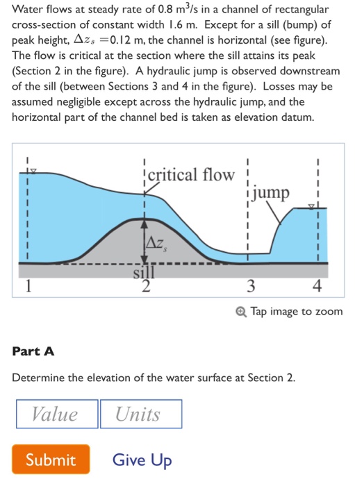 Water flows at steady rate of 0.8 m3/s in a channel | Chegg.com