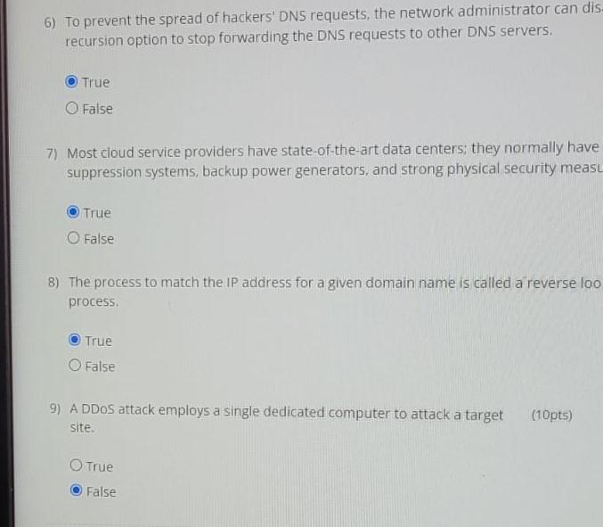 Solved 6) To prevent the spread of hackers' DNS requests, | Chegg.com
