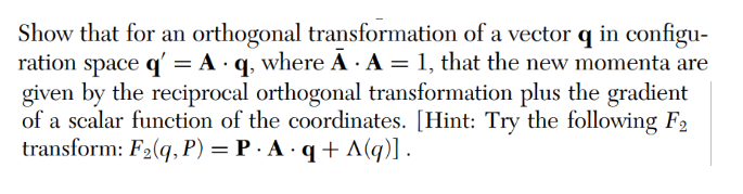 Show that for an orthogonal transformation of a | Chegg.com