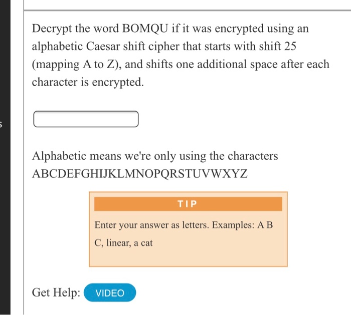 Solved Decrypt The Word Bomqu If It Was Encrypted Using An 