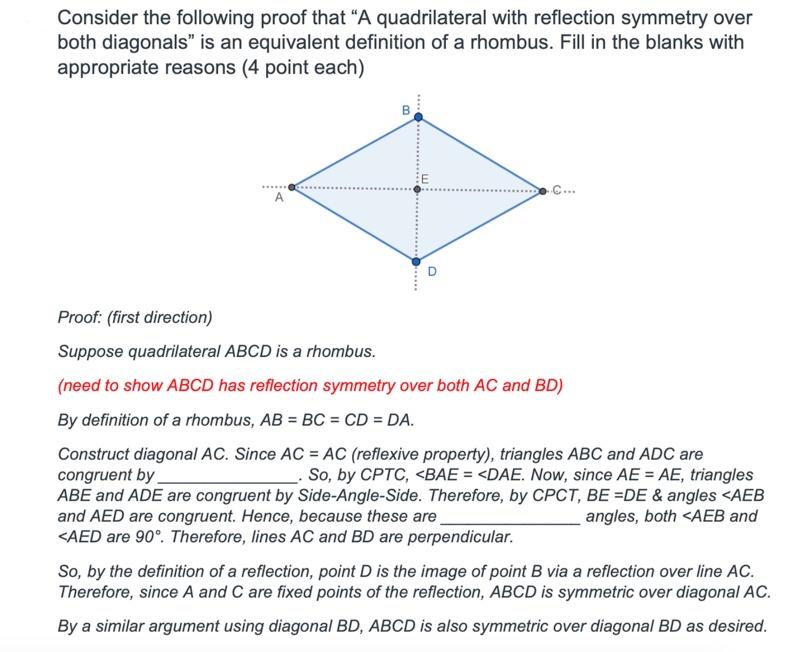 Solved Consider the following proof that "A quadrilateral | Chegg.com